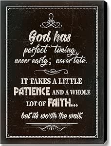 Amazon.com: IIONGDE God's Perfect Timing Wall Art Canvas, Retro ...