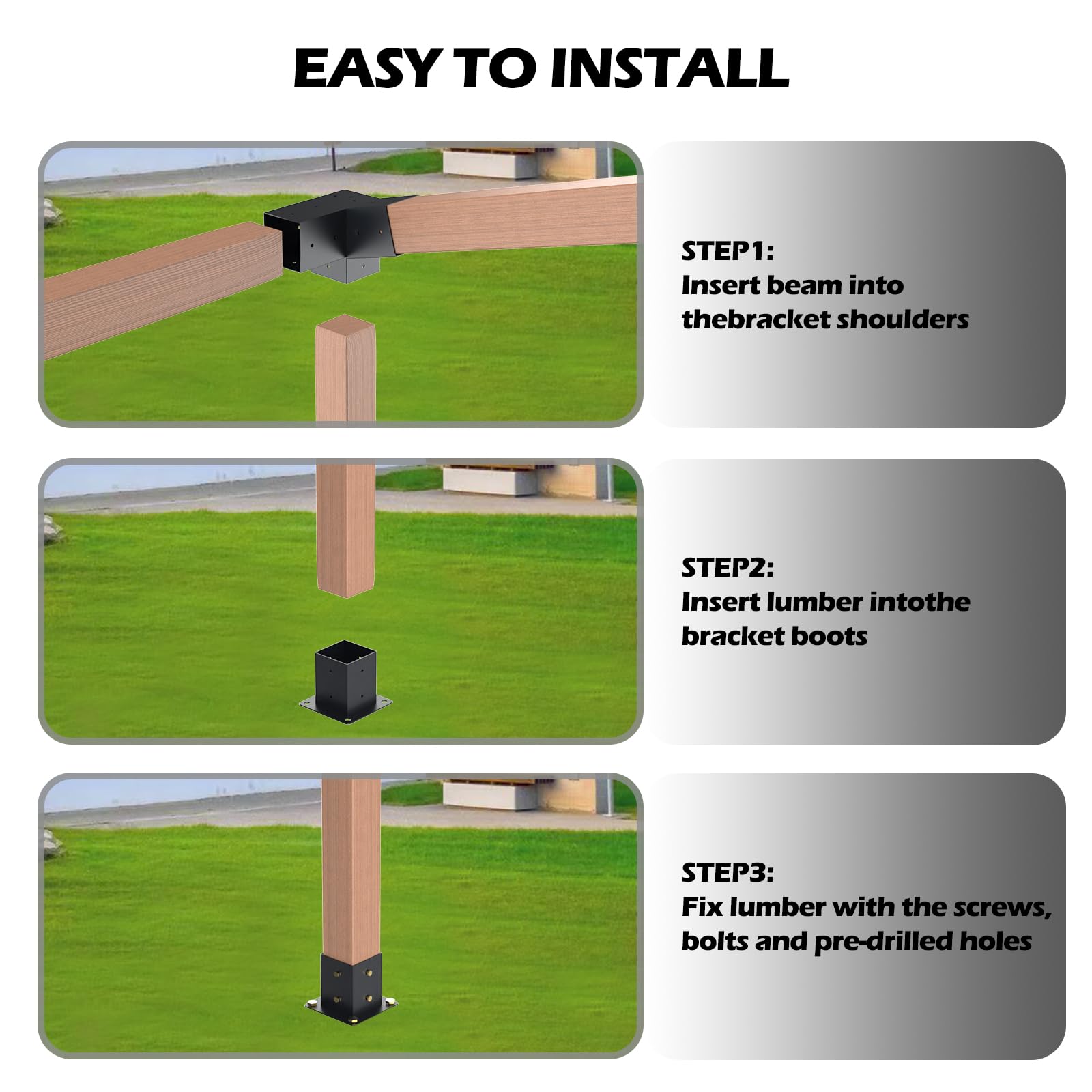 Pergola Kit with Brackets, 15°Slanted Roof Pergola Bracket Kit, Roof ...