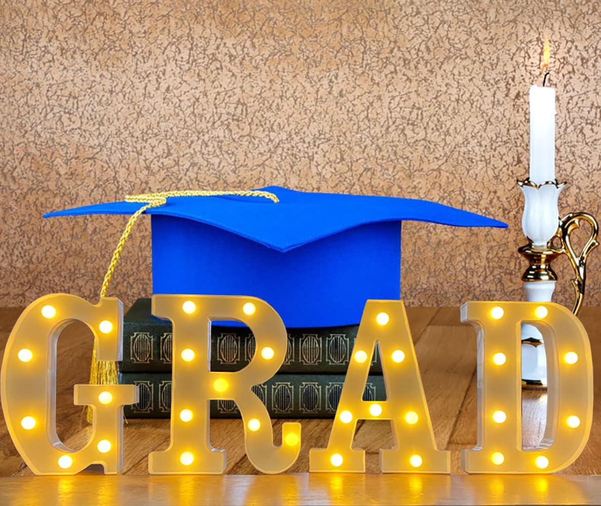 Amazon.com : JUICYRAUL 4 LED Marquee Letter Lights Grad Sign，Grad Light ...