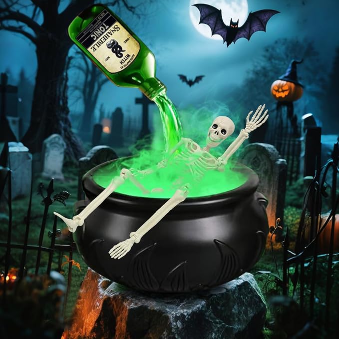 Amazon.com | Glow in The Dark Halloween Cauldron with Mist Maker ...