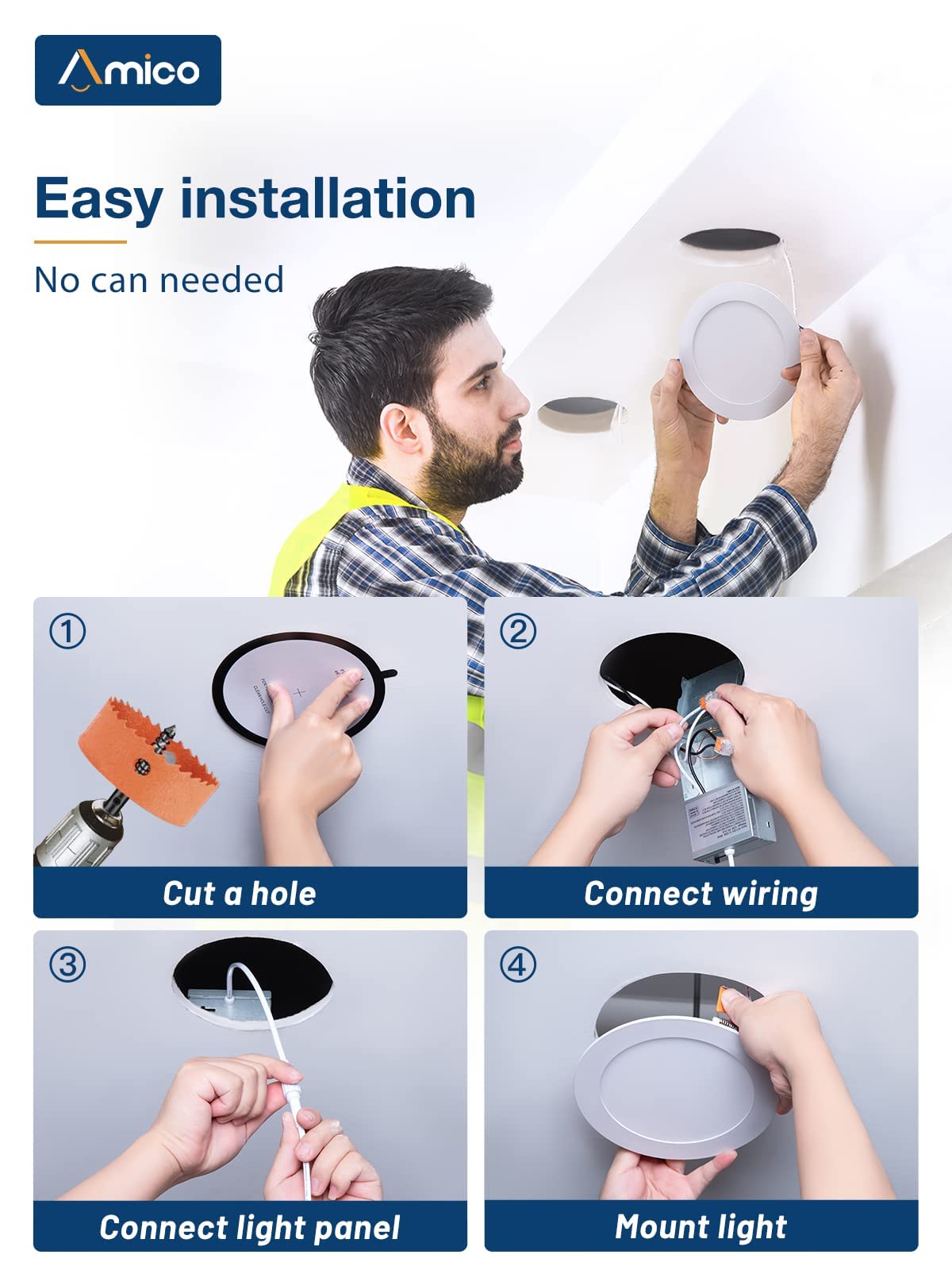 Snapklik.com : Amico 12 Pack 6 Inch 5CCT Ultra-Thin LED Recessed ...