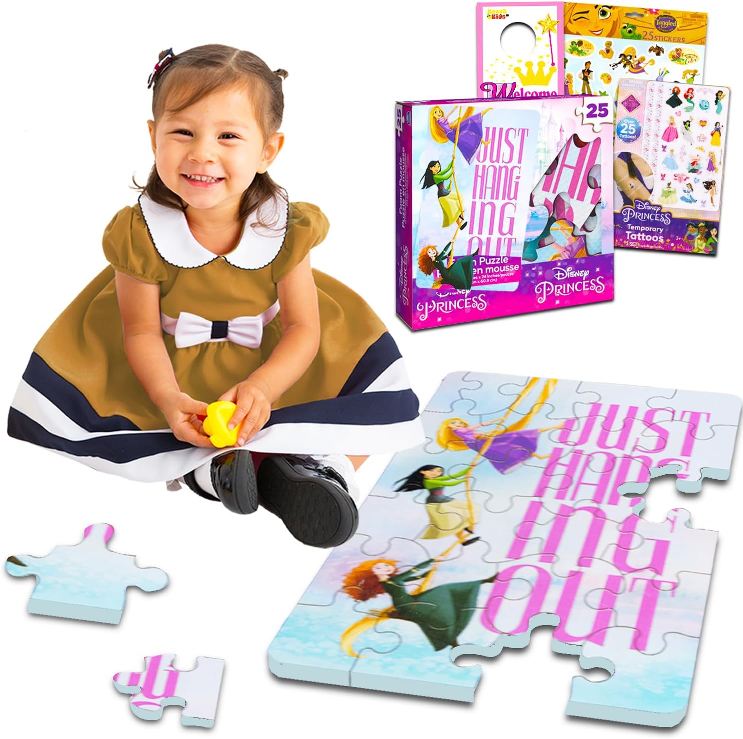 Amazon.com: Disney Princess Floor Puzzle for Kids, Toddlers - Princess ...