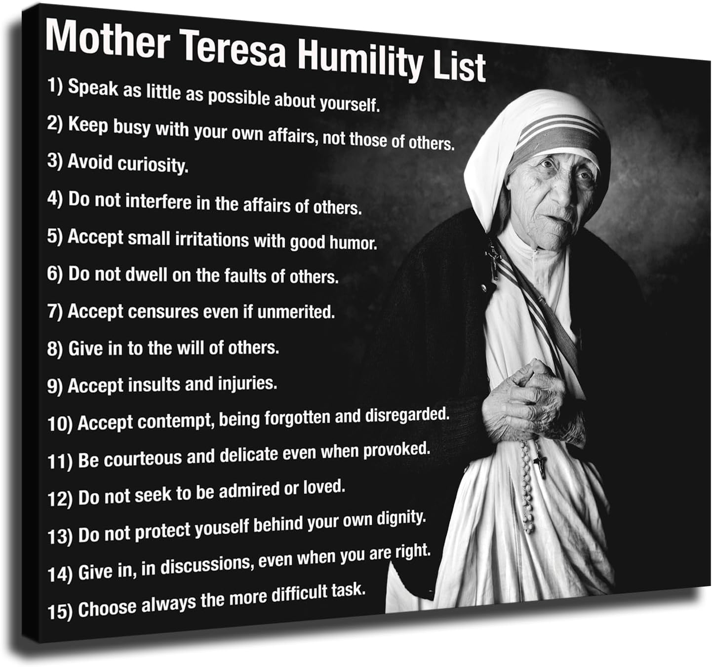 Amazon.com: ZiShak Mother Teresa Poster Mother Teresa’s Humility List ...