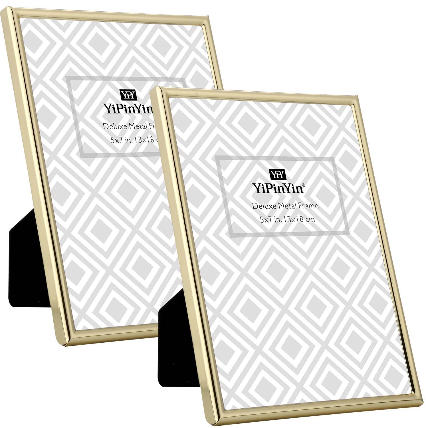 Amazon.com - YiPinYin 5x7''Simply Gold Metal Picture Frame 2pack ...