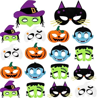 Amazon.com: Sumind 18 Pieces Felt Halloween Mask DIY Adhesive Felt Mask ...