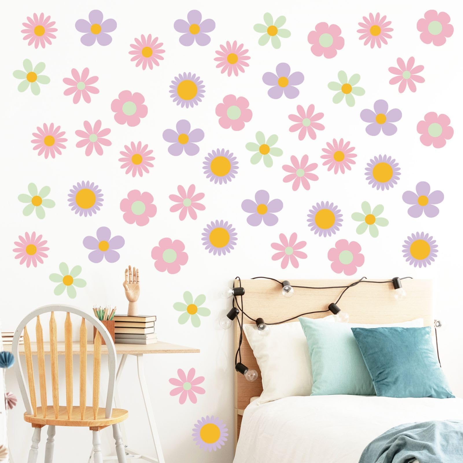 Amazon.com: 12 Sheets Daisy Wall Decals Boho Flower Wall Stickers Cute ...
