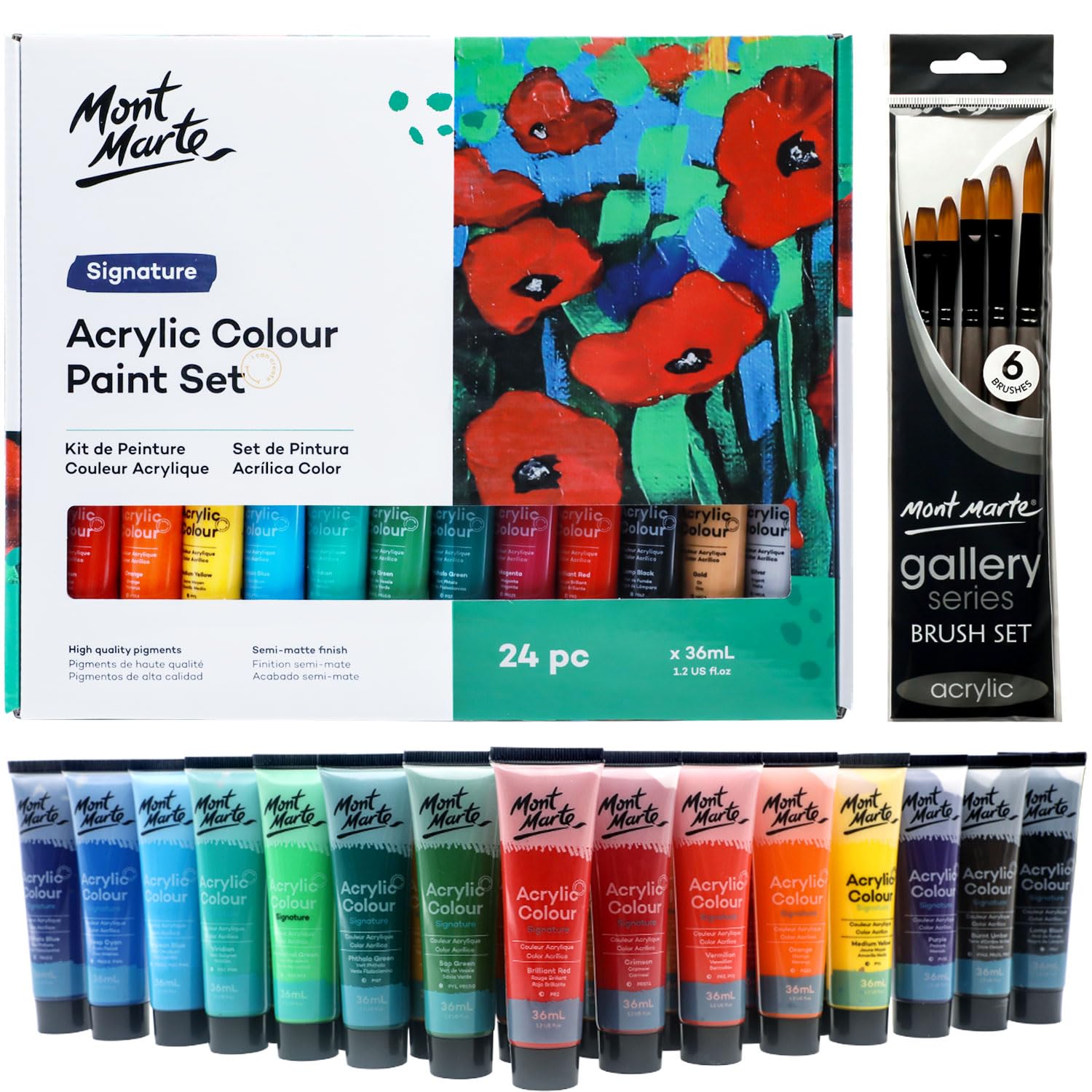 Snapklik.com : Mont Marte Acrylic Paint Set 24 Colours 36ml