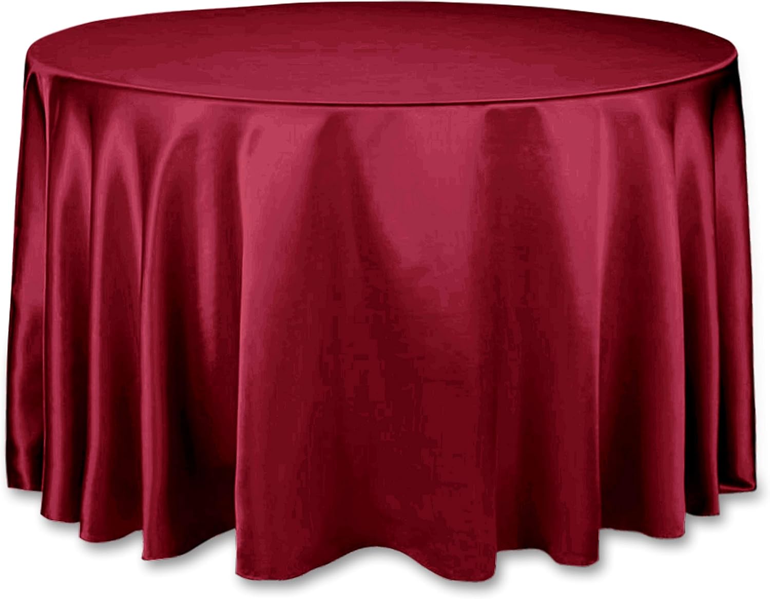 Amazon.com: LinenTablecloth 108-Inch Round Satin Tablecloth Burgundy ...