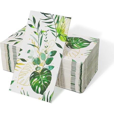 Amazon.com: 100 Tropical Palm Leaf Guest Napkins 3 Ply Disposable Paper ...