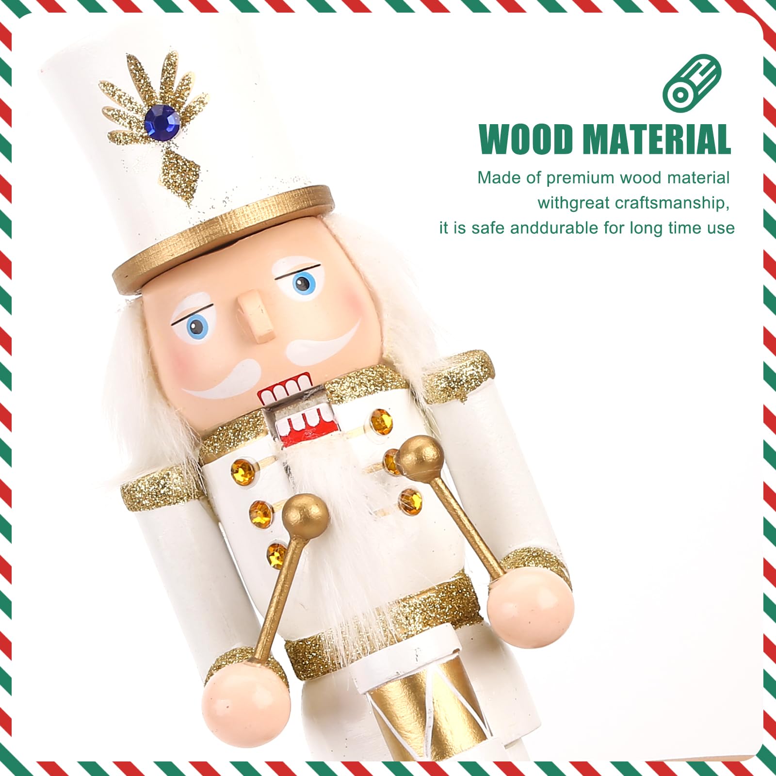 Snapklik.com : Wooden Christmas Nutcracker, 12inch White Drum ...