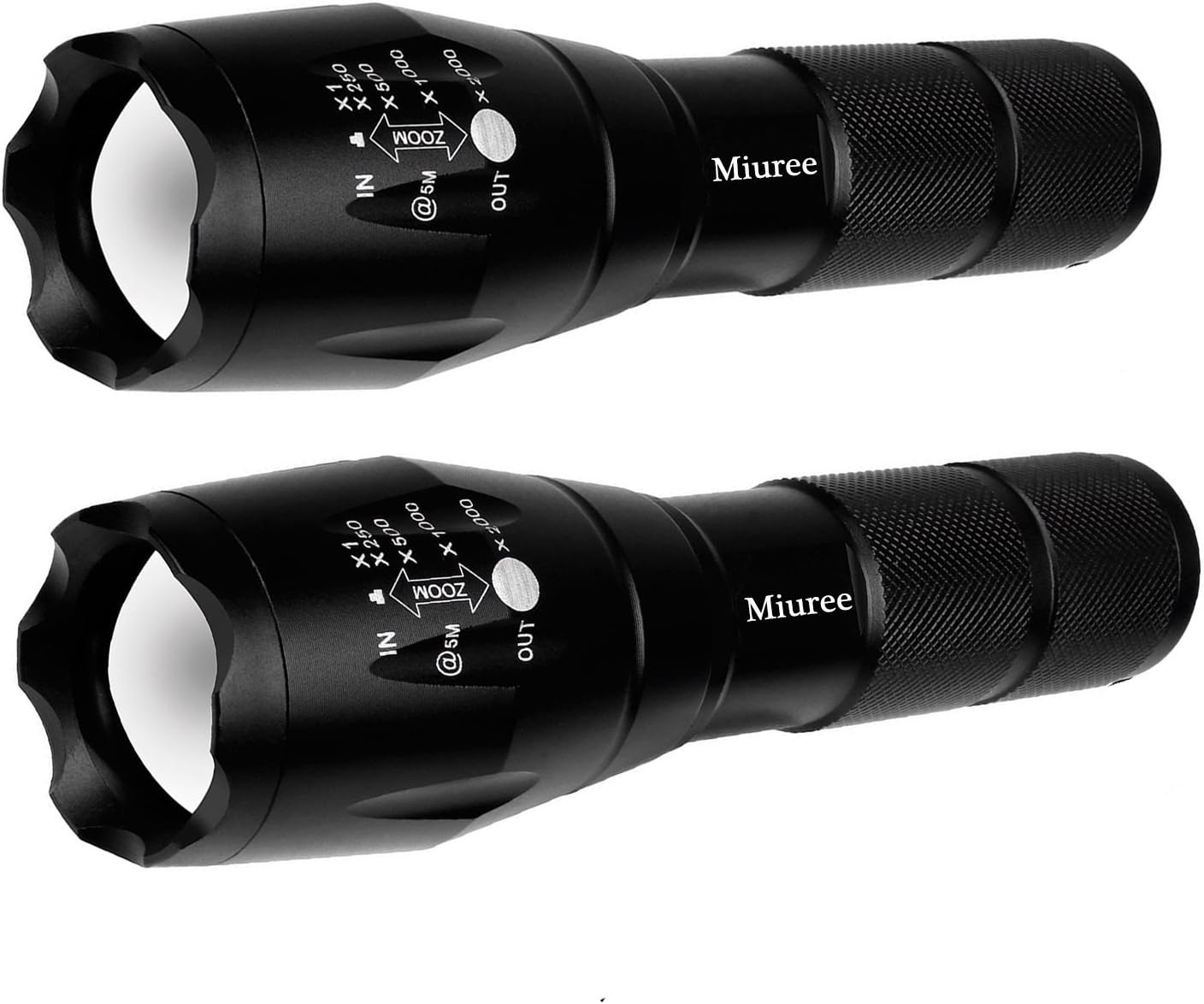 2 Pack LED Tactical Flashlight Water Resistant Military Grade 2000 ...