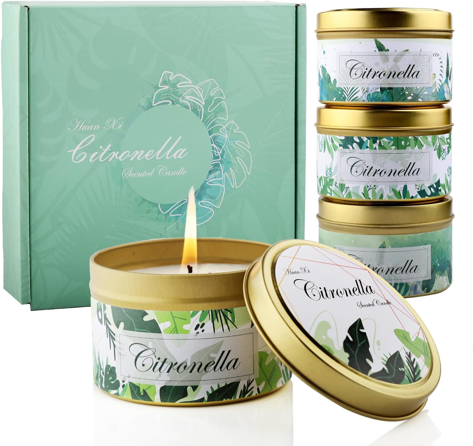 Amazon.com: HUANXI Scented Candle Set 4 Pack Citronella Candles, Insect ...