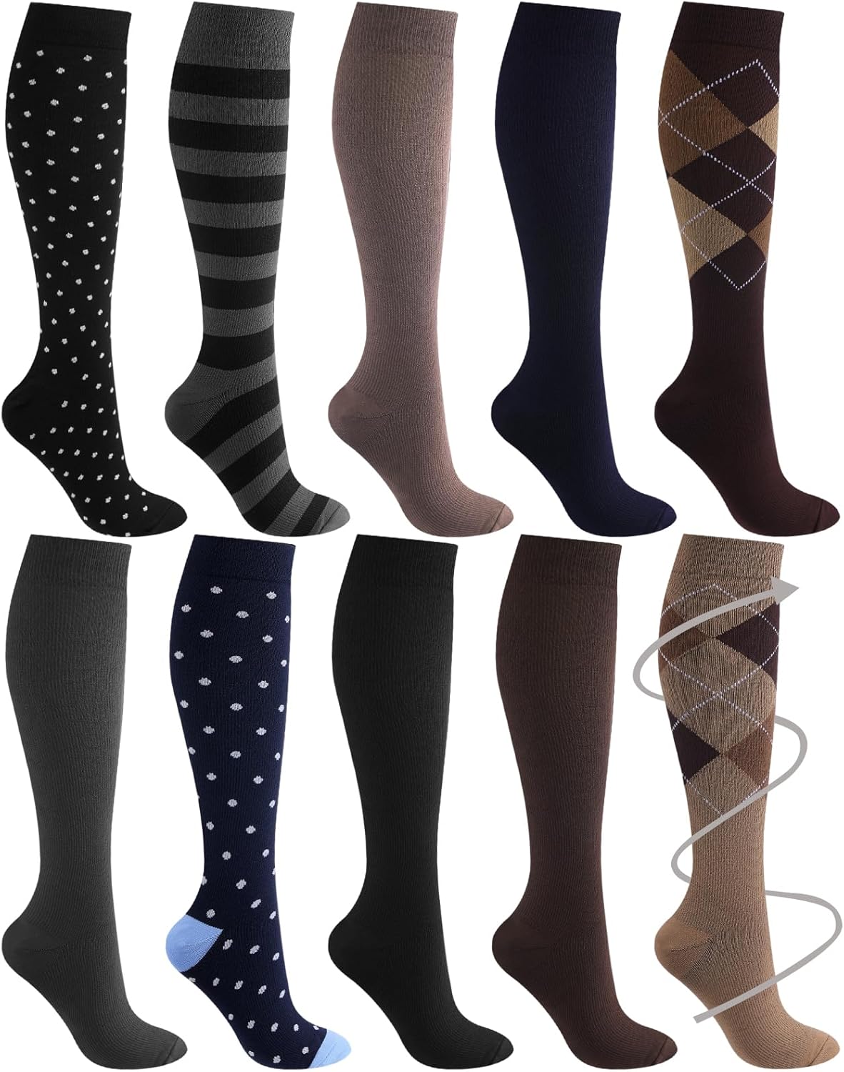 Amazon.com: Tivi Tovo 10 Pairs Women Dress Compression Socks Women's ...