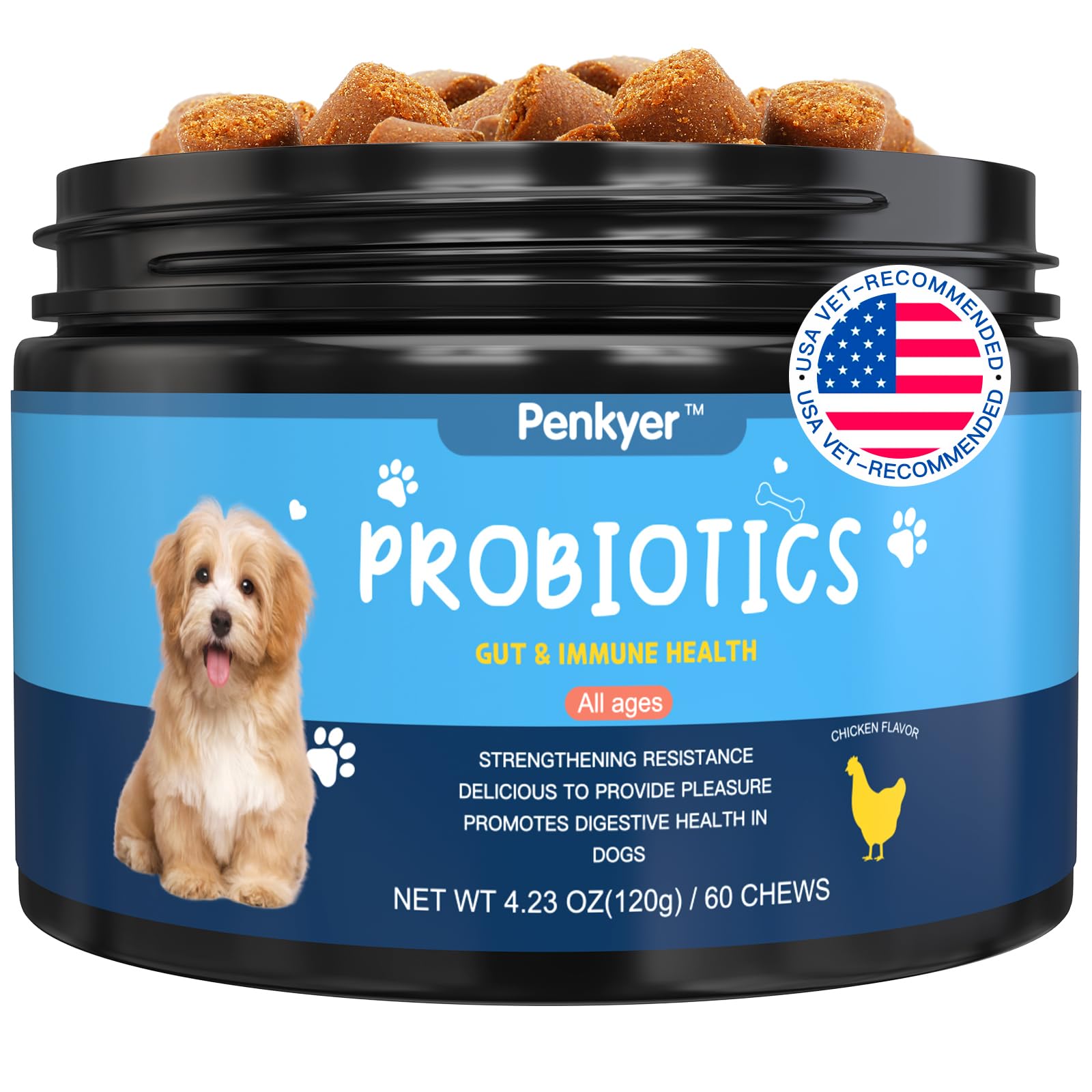 Amazon.com : Penkyer Probiotics for Dogs, Dog Probiotic Chews for Gut ...