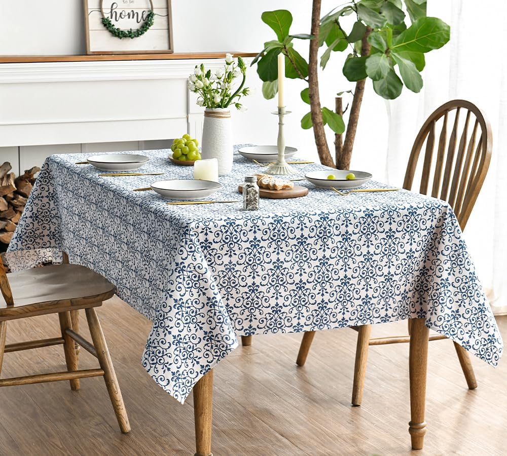 Amazon.com: Horaldaily Cotton Rectangular Tablecloth 60x84 Inch, Floral ...