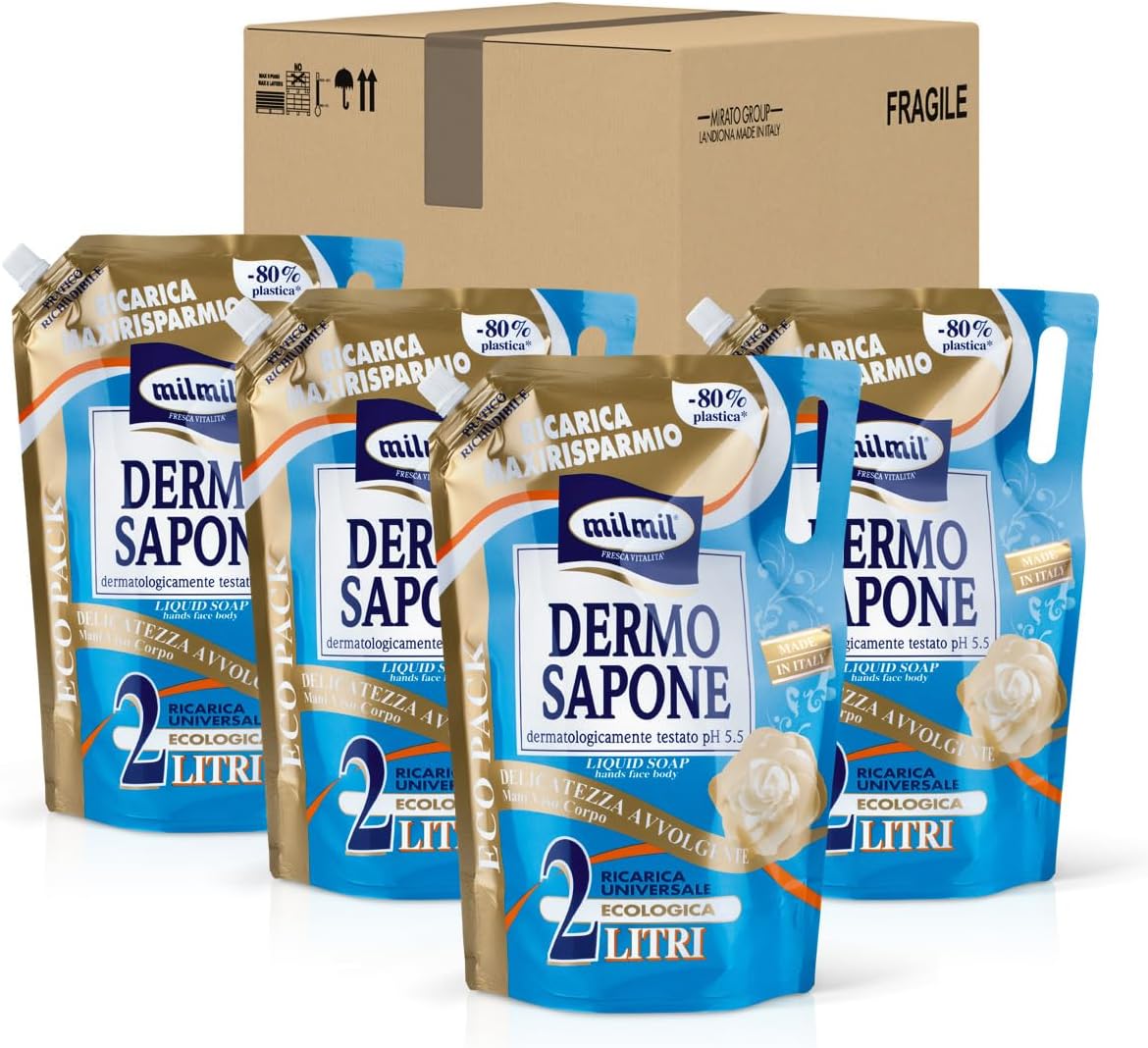 Milmil Dermo Sapone Liquido Delicatezza Avvolgente, Sapone Mani, Viso e ...