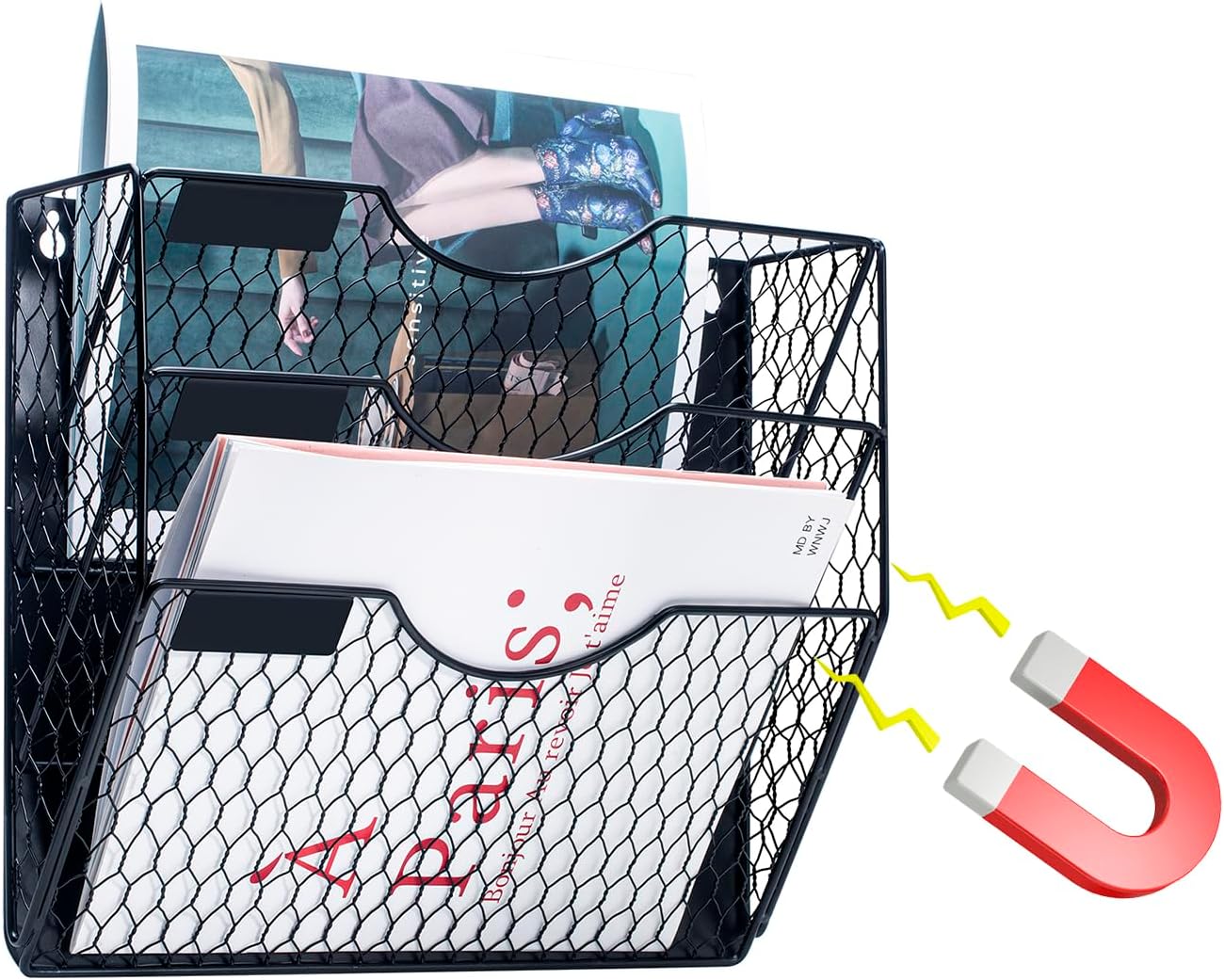 Amazon.com: Glolaurge 3-Tier Magnetic File Holder for File Cabinets ...