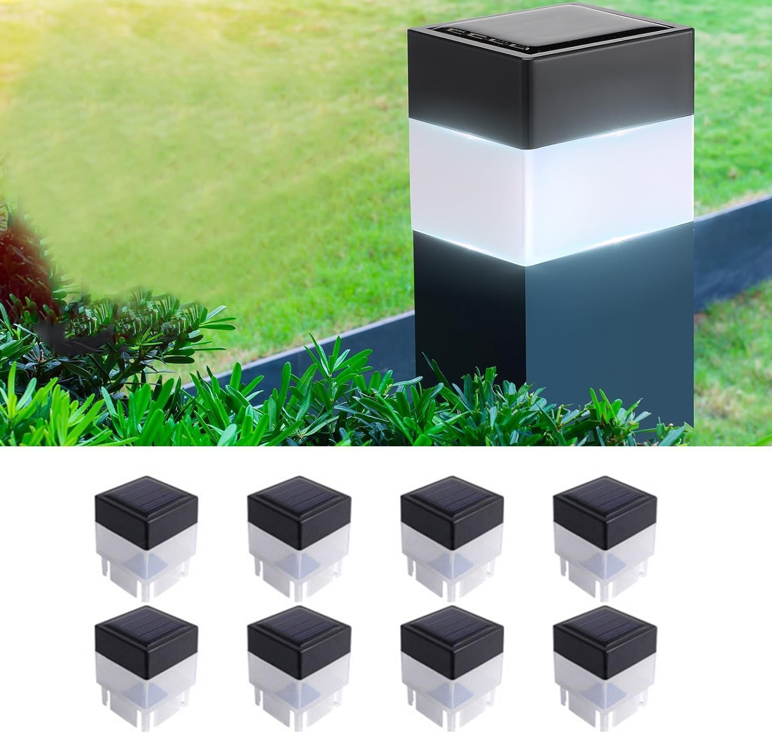 LETMY Solar Post Cap Lights Outdoor, 8 Pack 40 LEDs 30 Lumens Fence ...