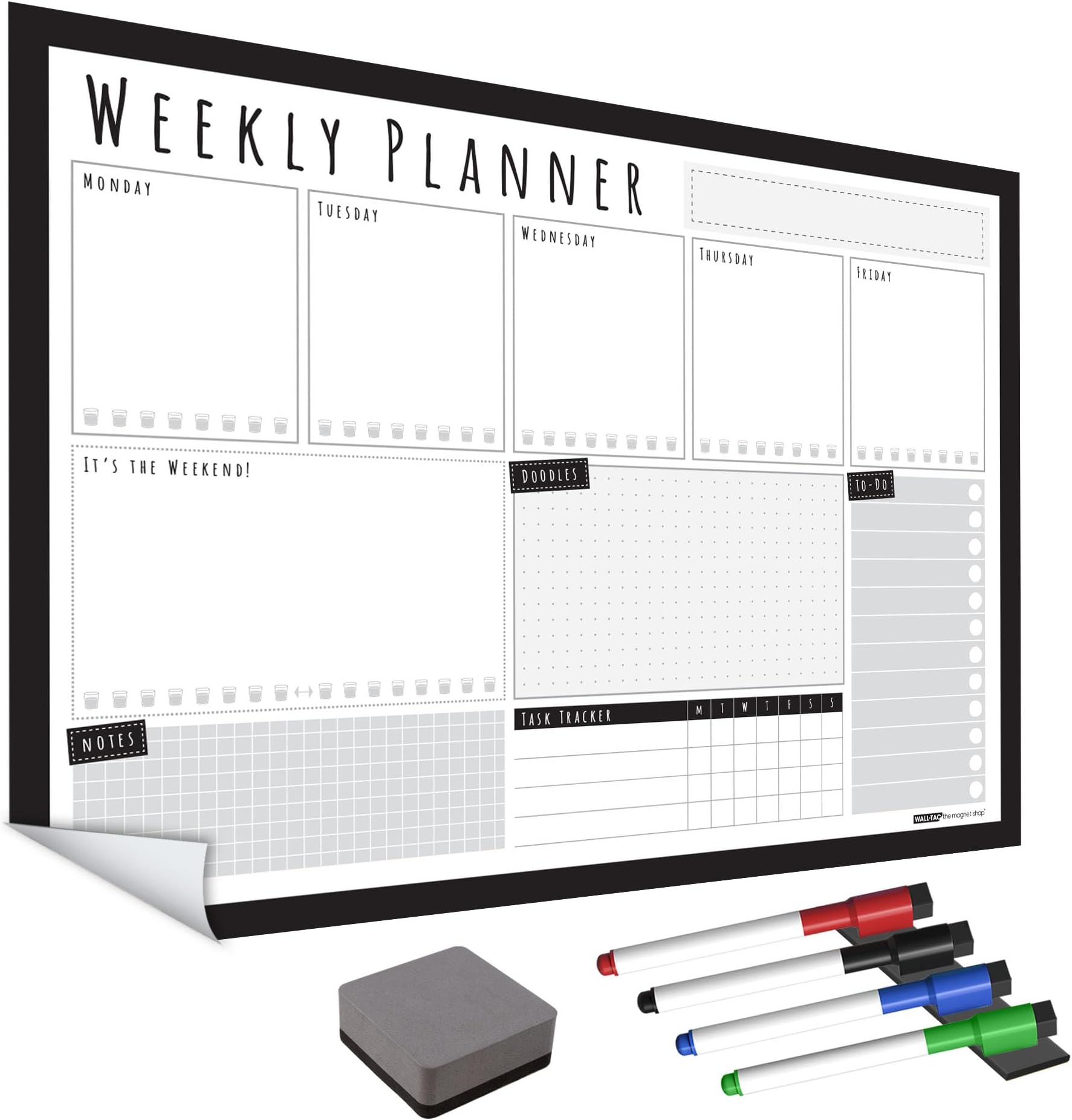 Wallpops 33 x 66 cm Self Adhesive Weekly Planner, White : Amazon.co.uk ...