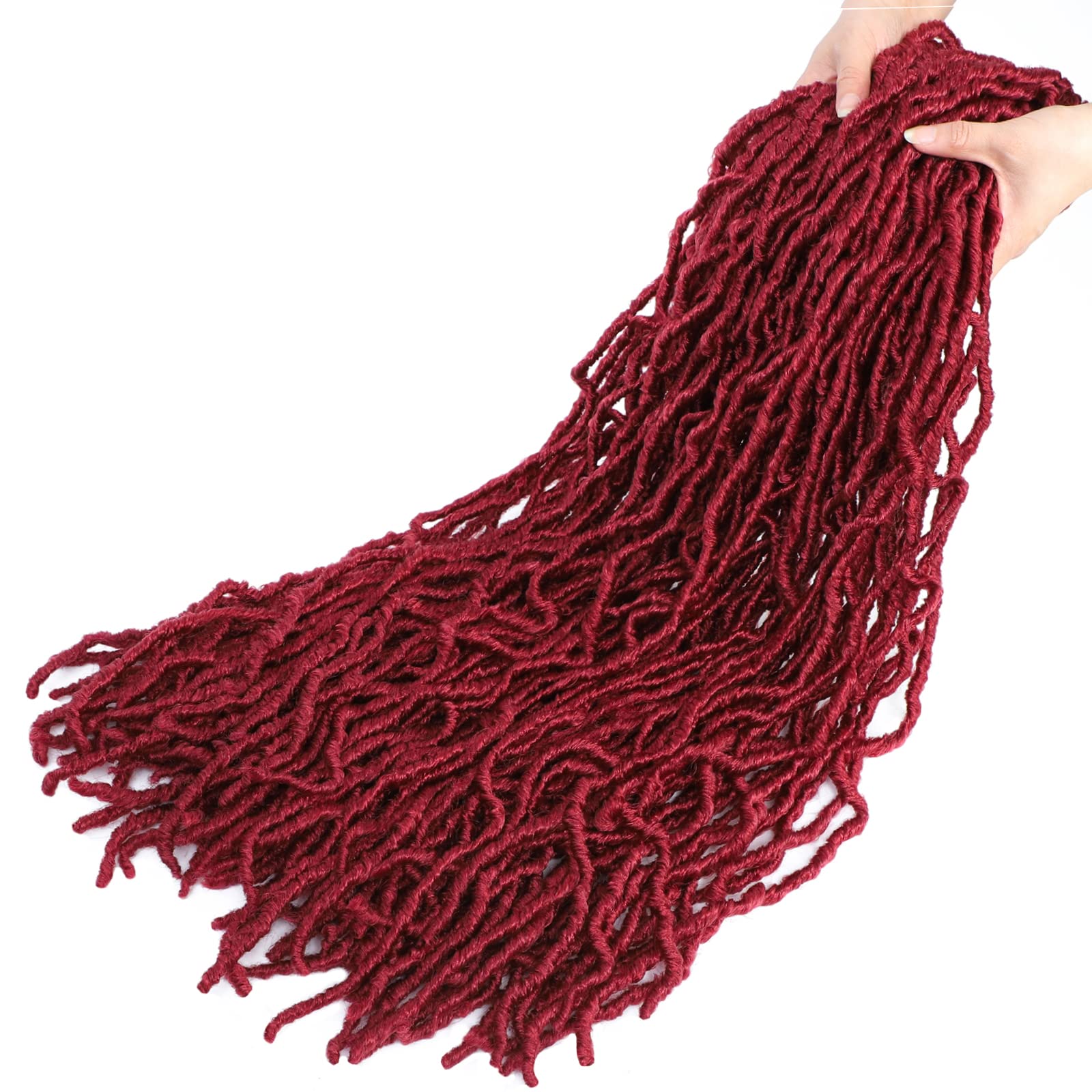 Snapklik.com : Faux Locs Crochet Hair Burgundy Soft Locs 24 Inch 7 ...
