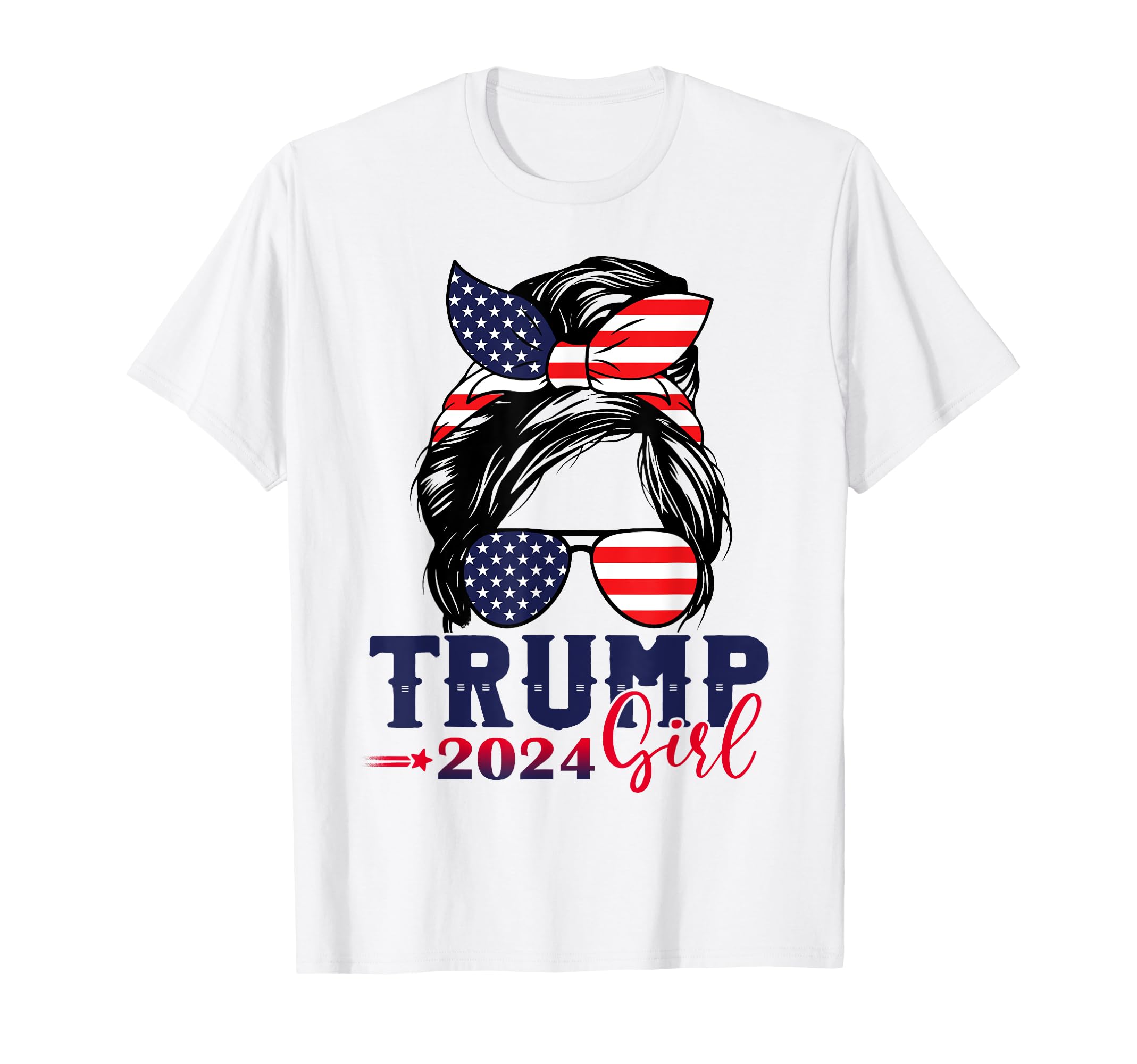 Amazon.com: Trump Girl 2024 Messy Bun American Flag Trump 2024 Election ...