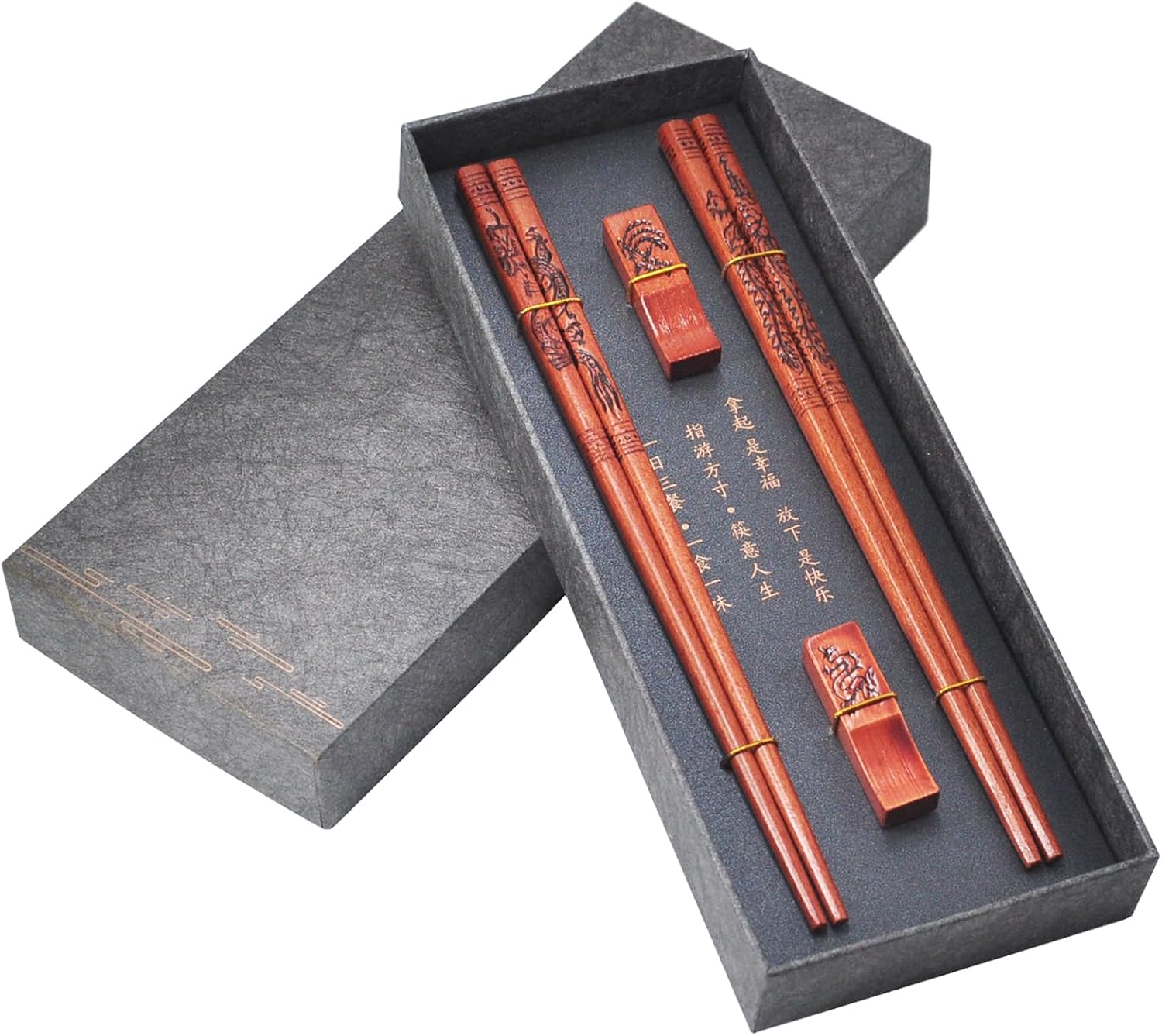 Amazon.com: Dragon & Phoenix Reusable Chopsticks Set with Holders ...