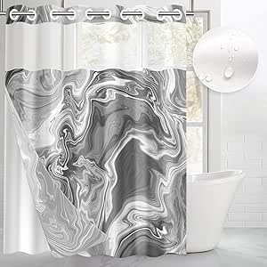 Amazon.com: Culudea Grey Space Vintage Marble No Hook Shower Curtain with Snap in Liner ...