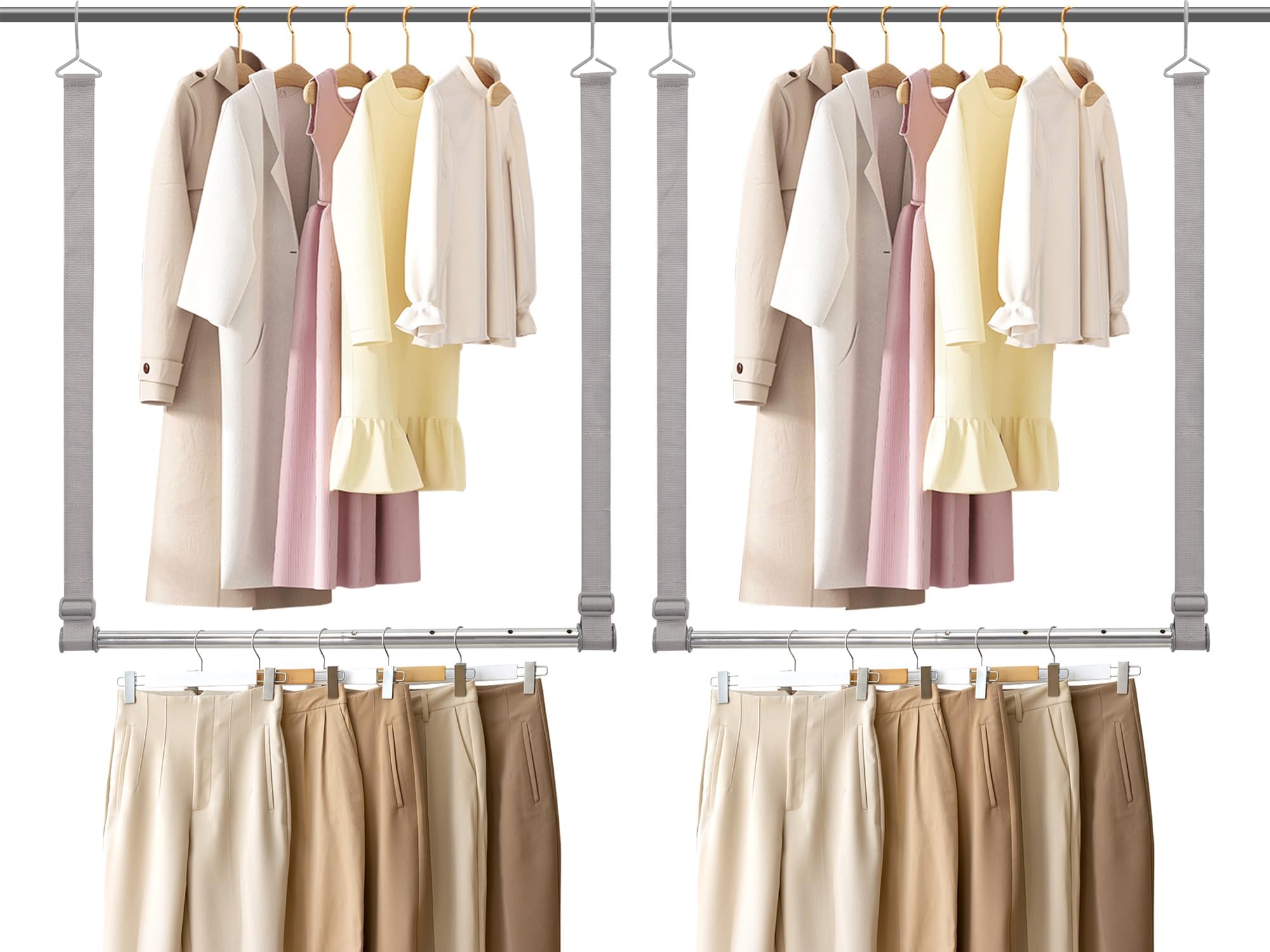 Amazon.com: STO STO Closet Hanging Rod, Length and Height Adjustable ...