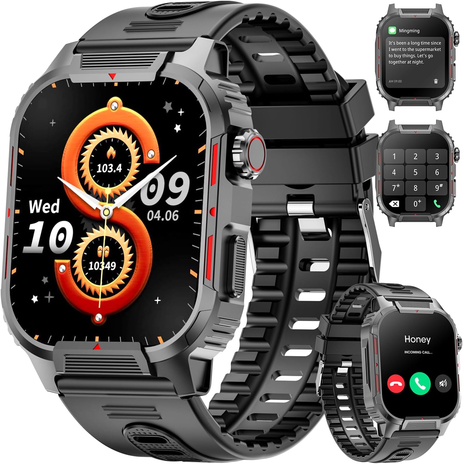 Amazon.com: Smart Watch for Men, 2.02" HD Big Screen Rugged smart Watch with Bluetooth Call ...