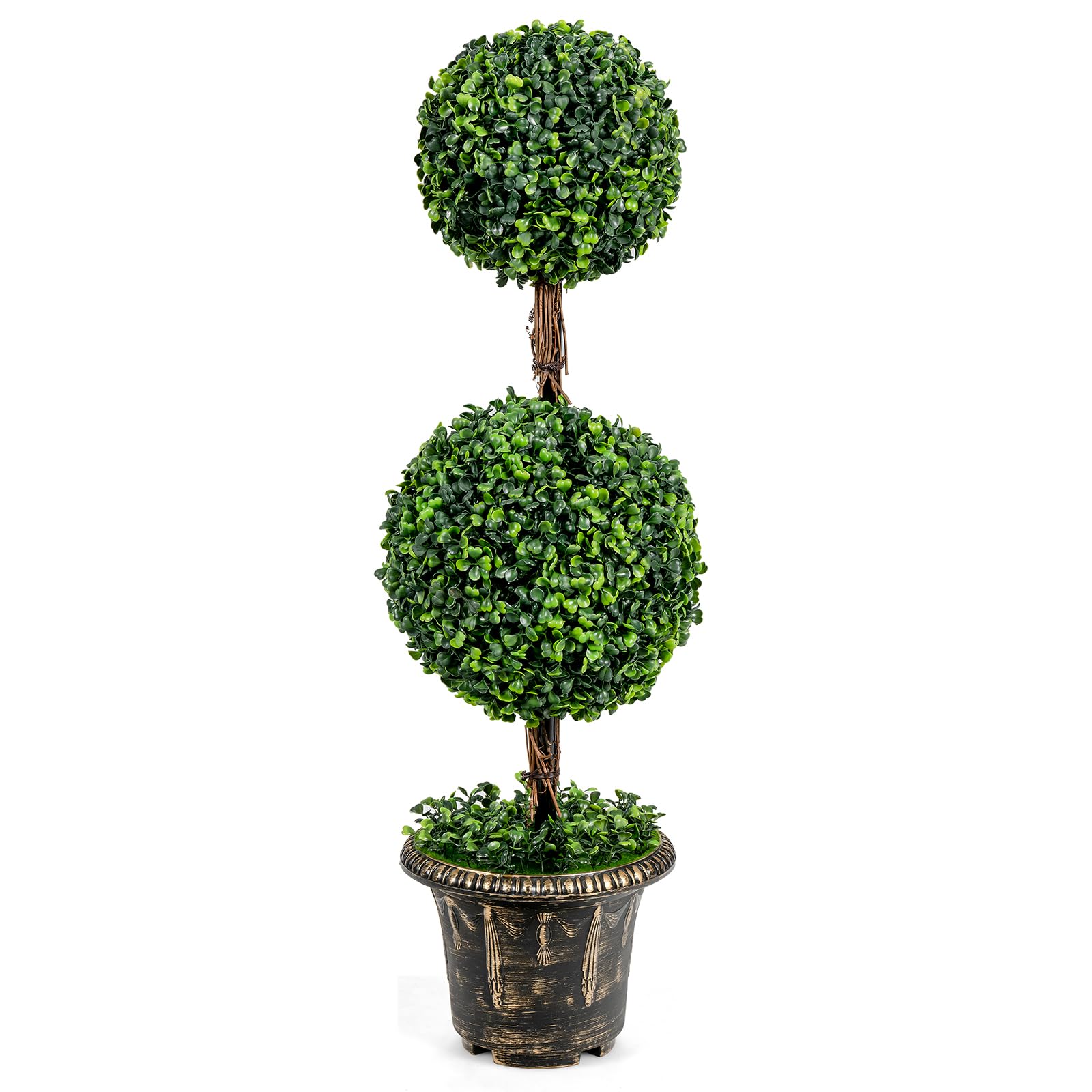 GIANTEX Arbres de buis artificiels avec boules, plante réaliste en pot ...