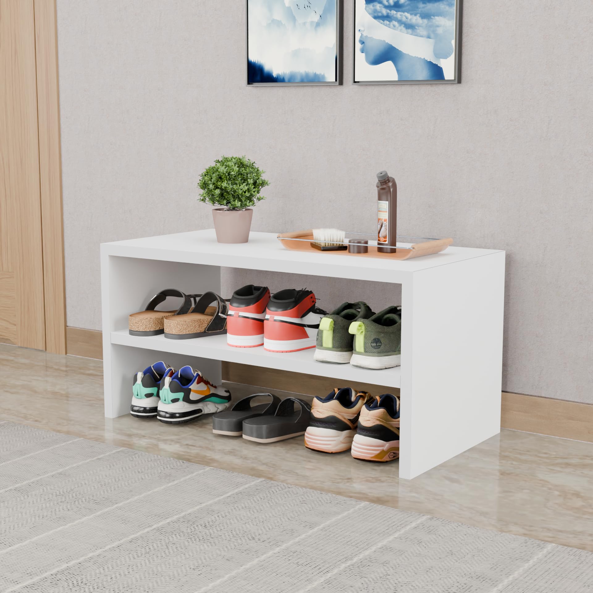 DFC Zeo Engineered Wood Open Shoe Rack with Shelves Storage for Living ...