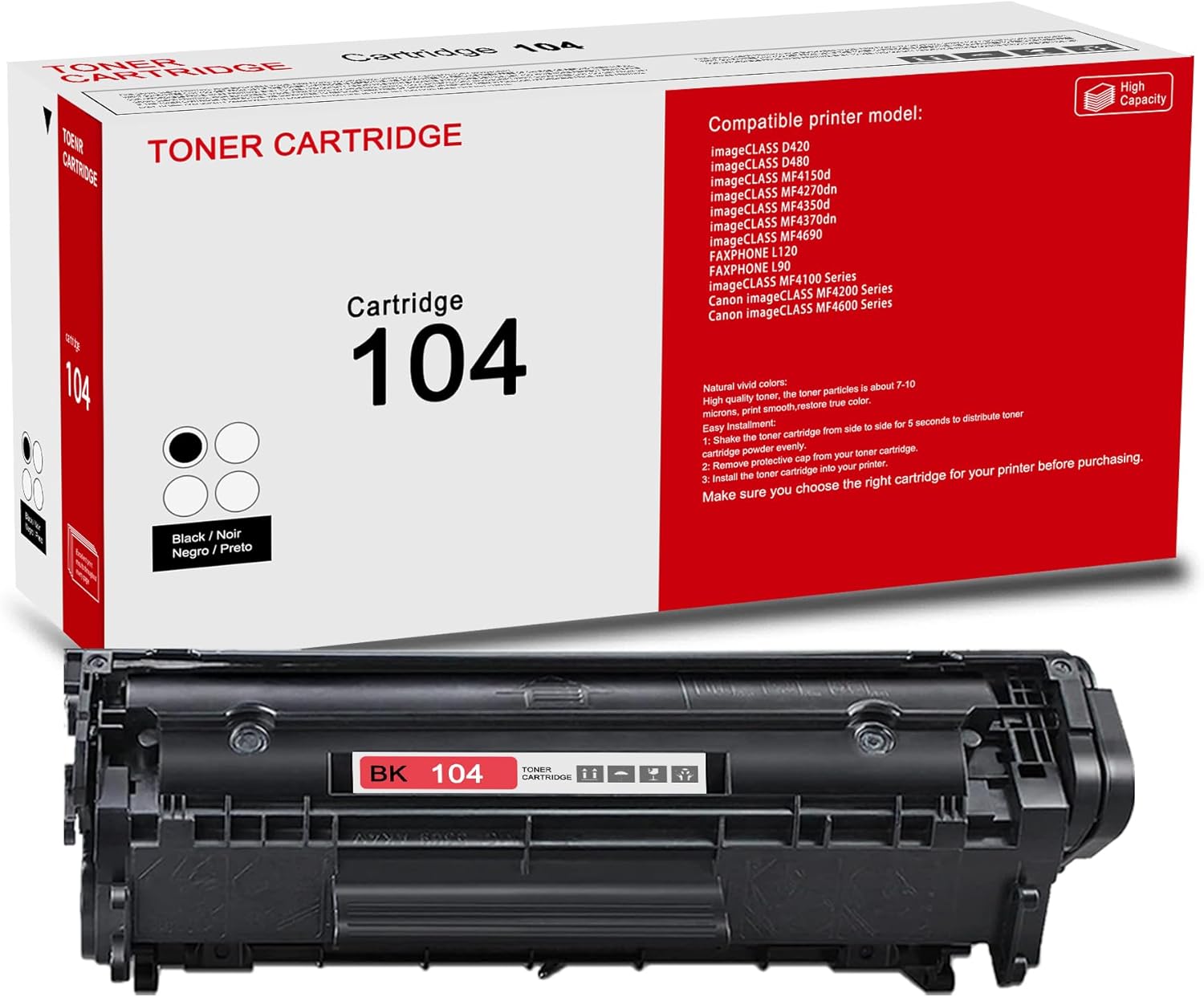 Amazon.com: 1 Pack 104 0263B001 Black Toner Cartridge: Compatible 104 ...