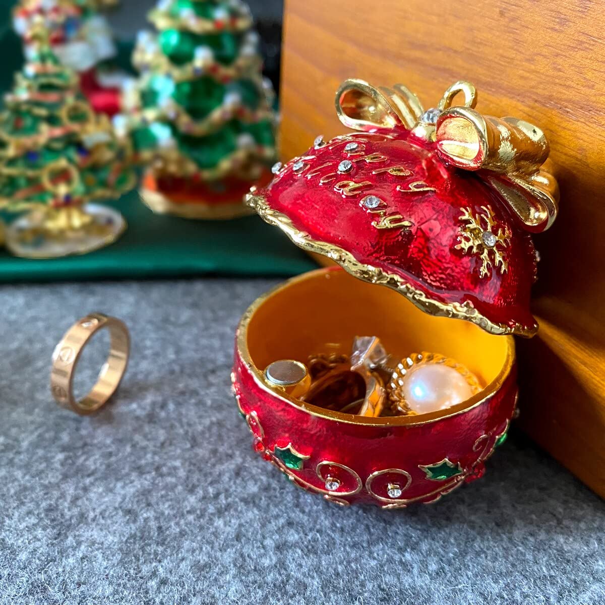 Ornament Trinket Boxes Christmas Themed Trinket Box Bejeweled