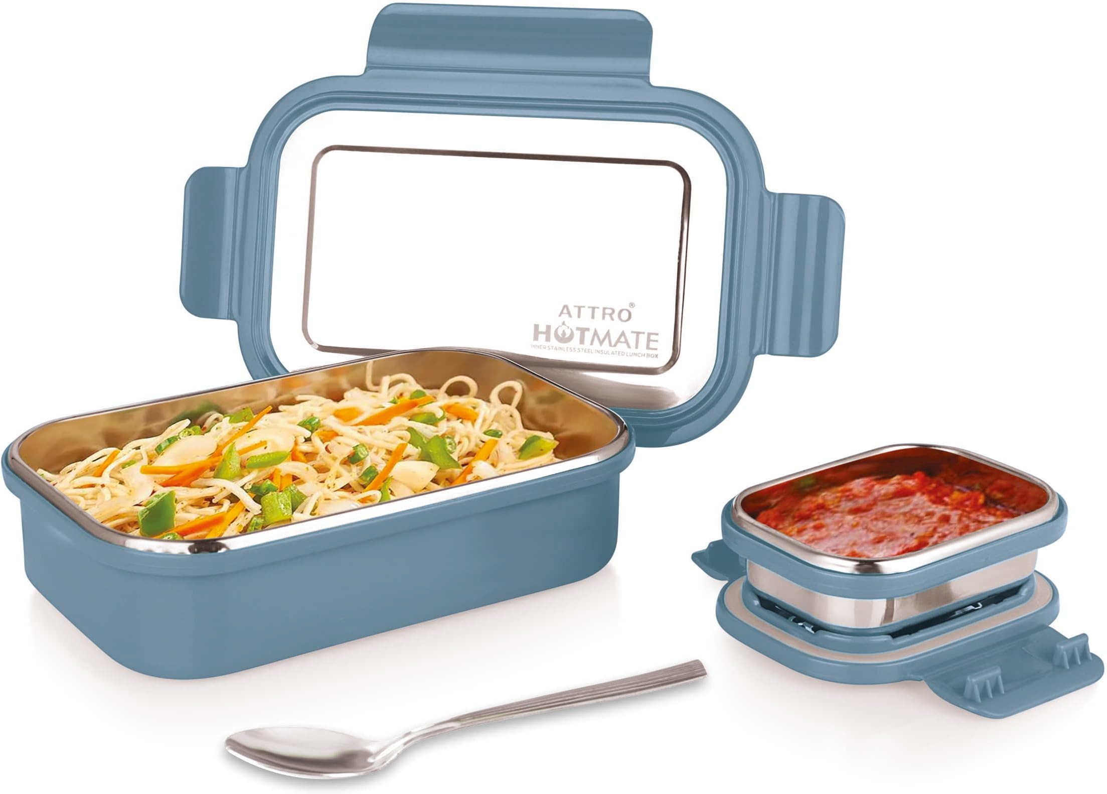 Buy Entisia Lunch Box for School - 4 Compartment Plastic Tiffin Box ...