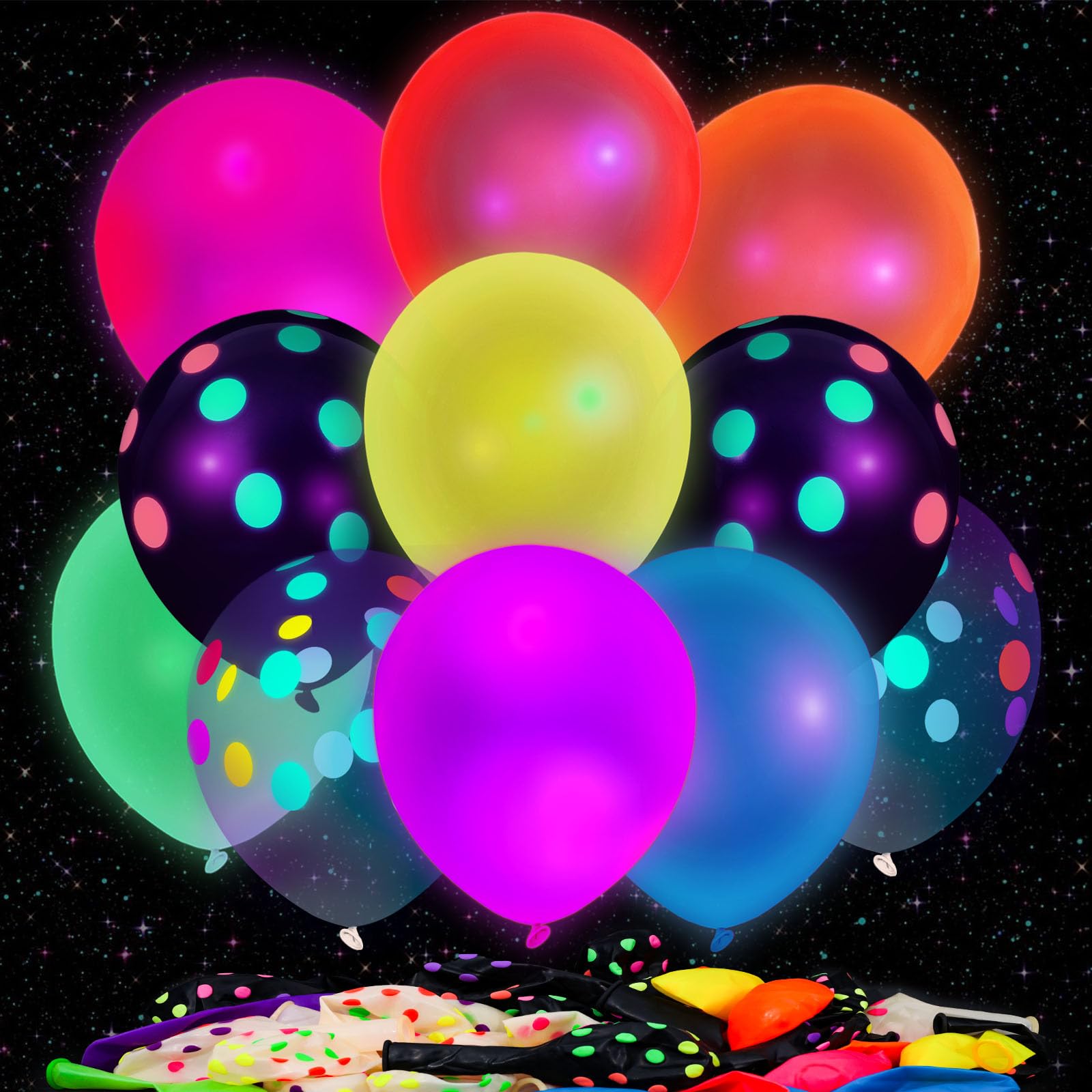 Amazon.com: AMOR PRESENT 42PCS Glow Balloons Assorted, 12" UV Neon ...