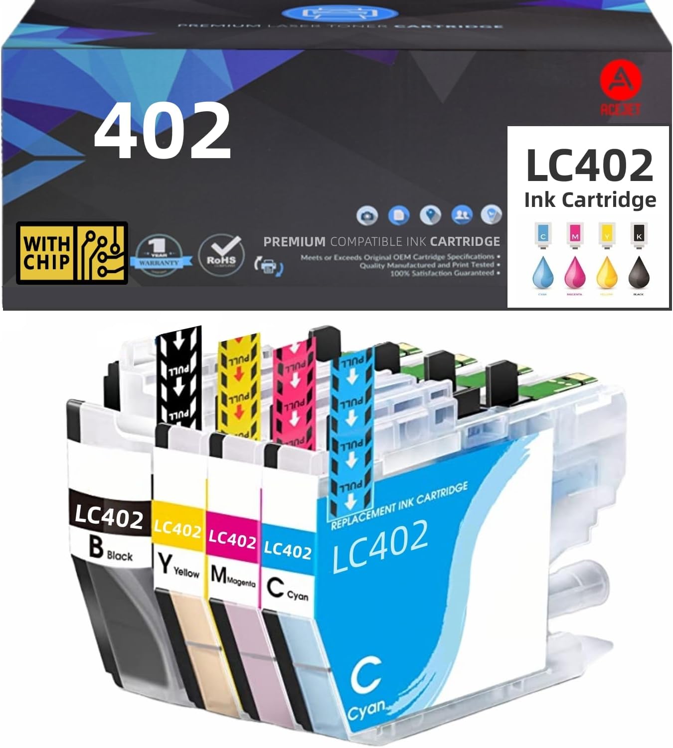 Amazon.com: ACEJET LC402 Compatible Ink Cartridge High Yield ...