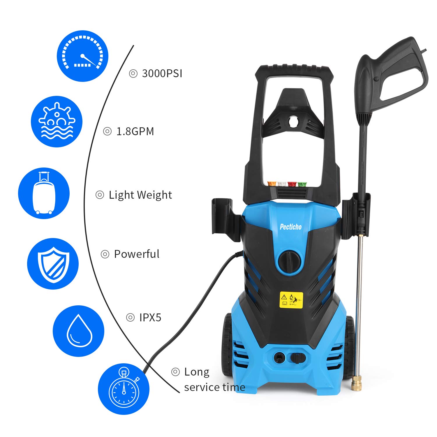 Buy Pecticho Electric Pressure Washer - 3200 PSI Powerful Power Washer ...
