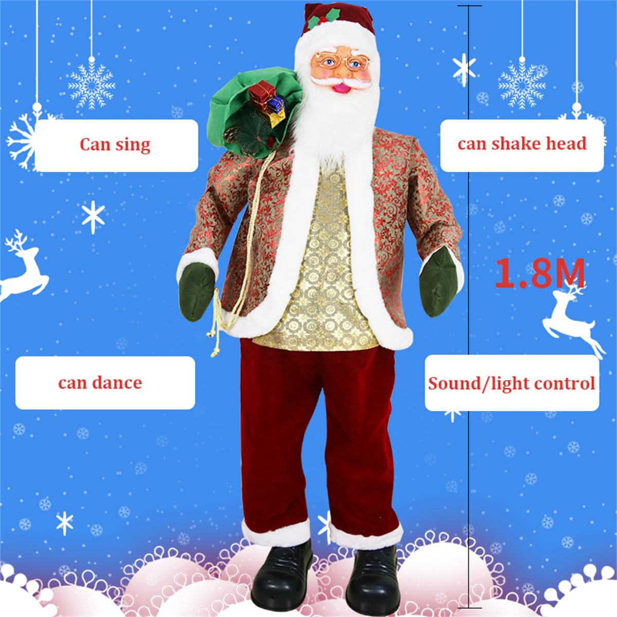 Life Size Animated Santa Claus Statue Jolly Santa Claus Christmas Life