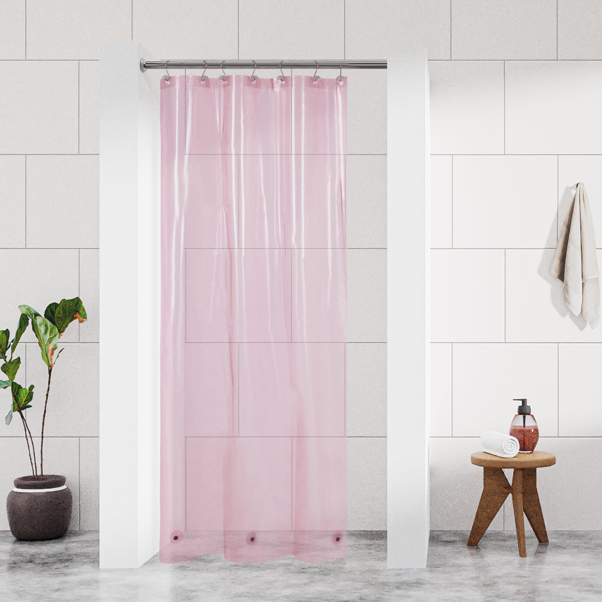 Snapklik.com : Barossa Design Clear Pink Stall Shower Curtain Liner