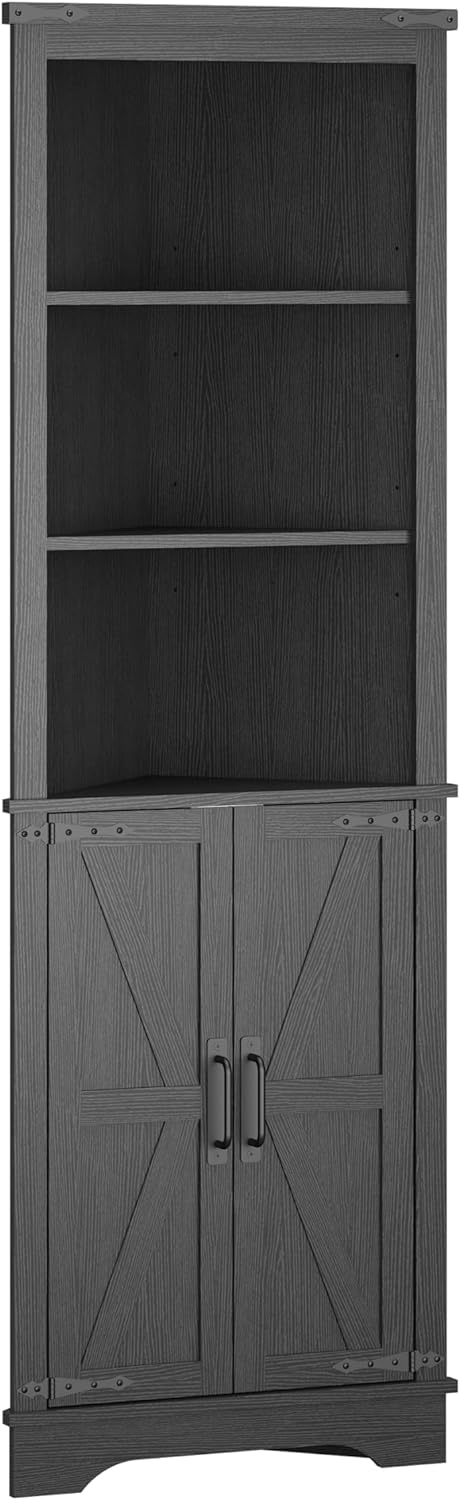 Amazon.com: Panana Tall Corner Storage Cabinet with Barn Door ...