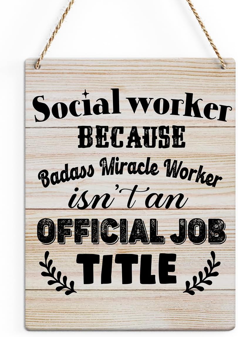 Amazon.com: SENJIAN Rustic Social Worker Wood Decor Sign, Social Worker ...