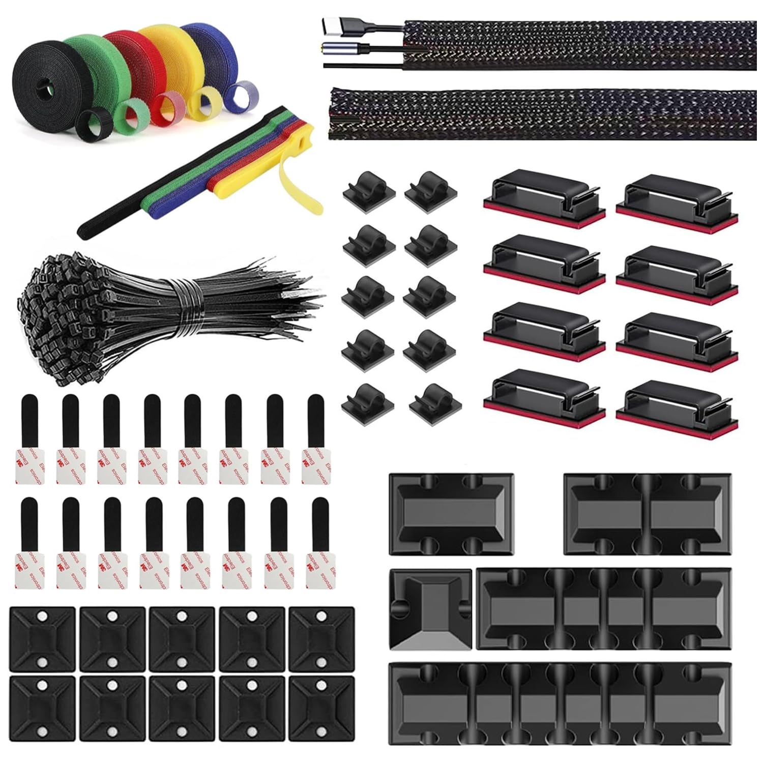 156 Piezas de Kit de Gestión de Cables,100 Bridas de Sujeción con 2 ...