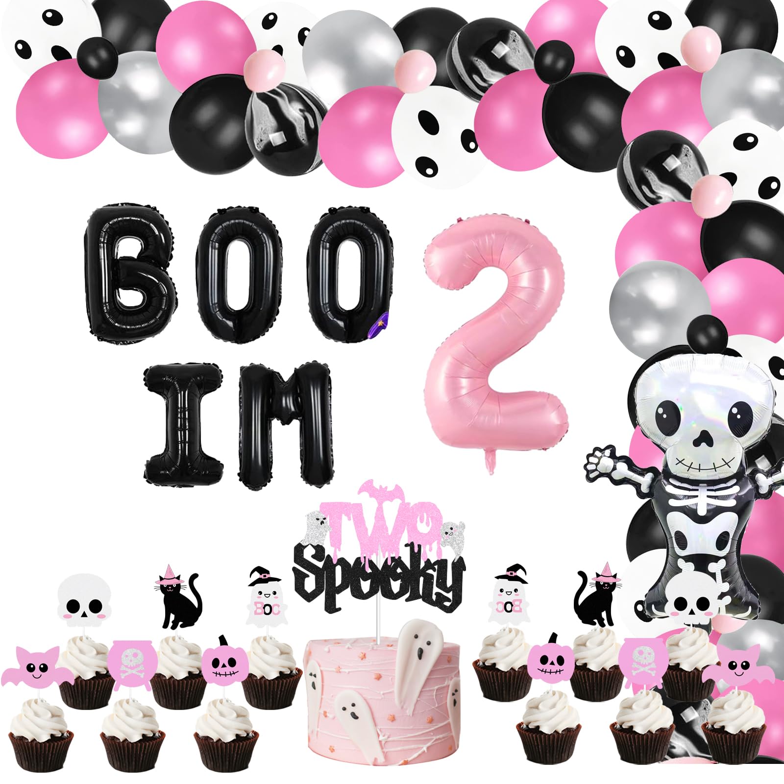 Amazon.com: 92 Pcs Two Spooky Birthday Decorations Girl Two Spooky Cake ...