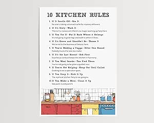 Kraft Topper Comical '10 Kitchen Rules' Art Print - Humorous ...