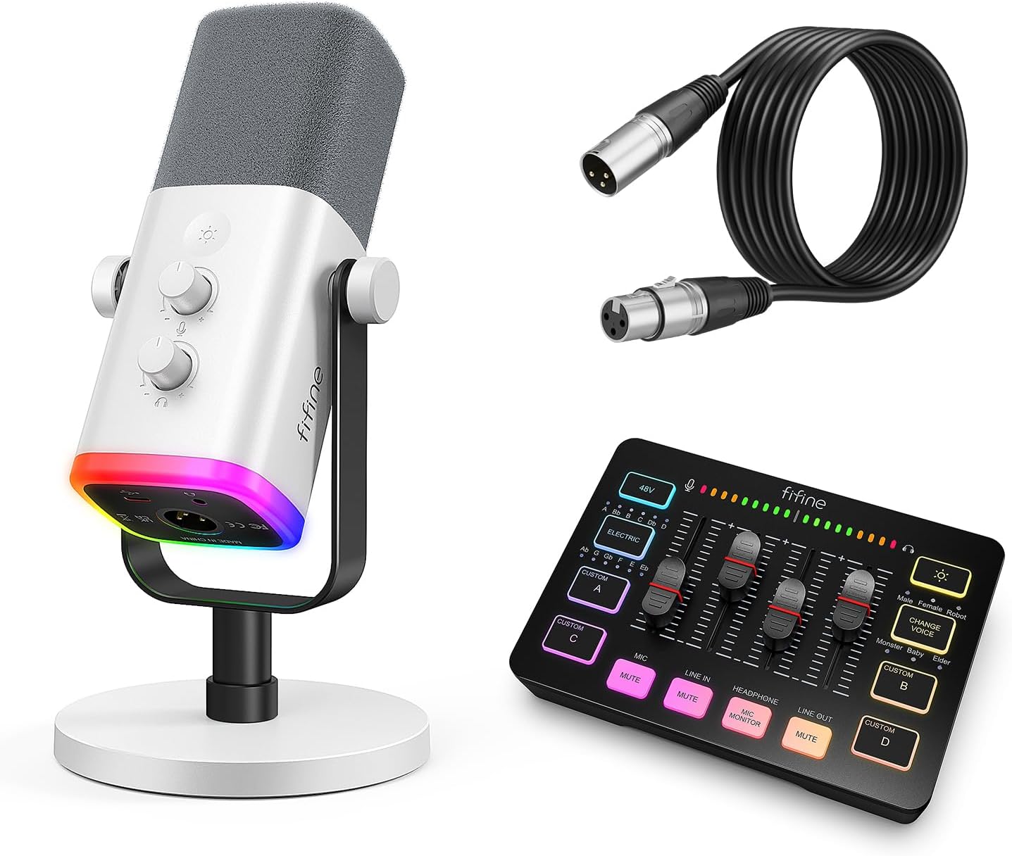 Amazon.com: FIFINE XLR/USB Gaming Microphone Kit with Audio Mixer, XLR ...