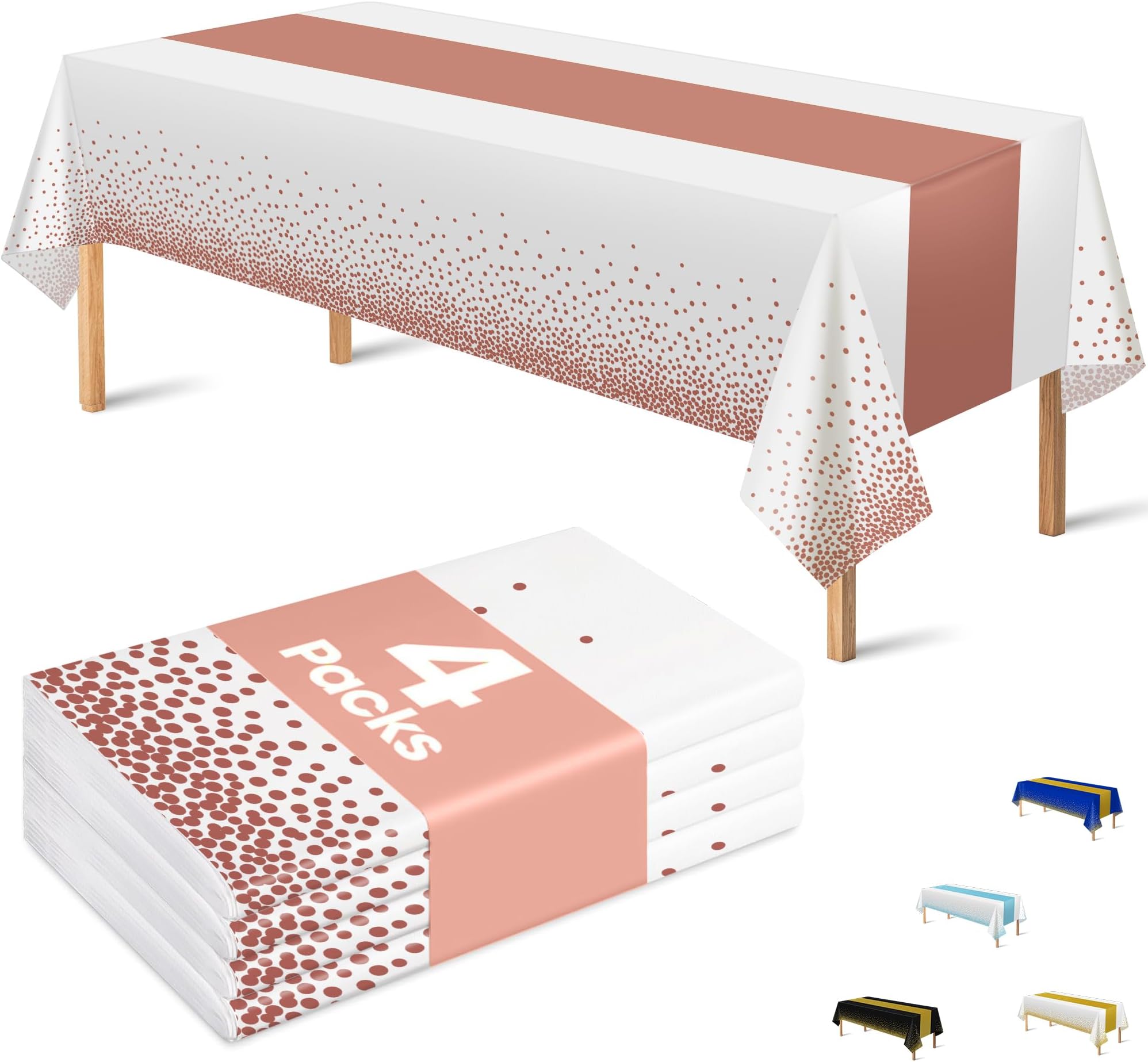 Amazon.com: 12 Pack Disposable Plastic Tablecloths and Satin Table ...