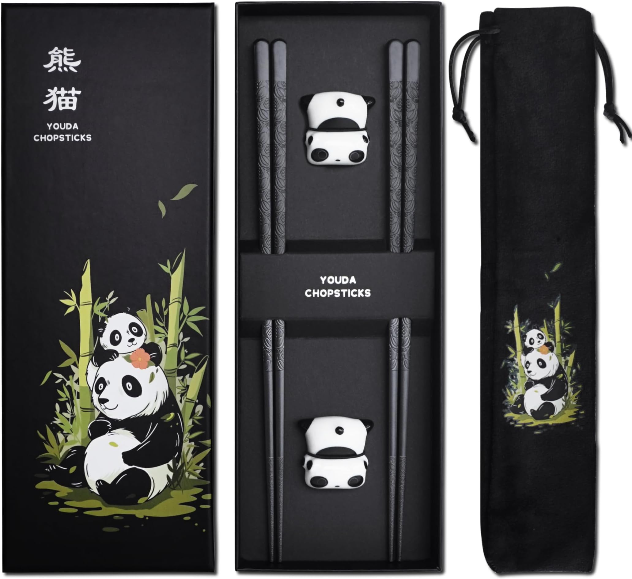 Amazon.com: Efaithtek Cute Panda Chopsticks and Rest Gift Set, Reusable ...