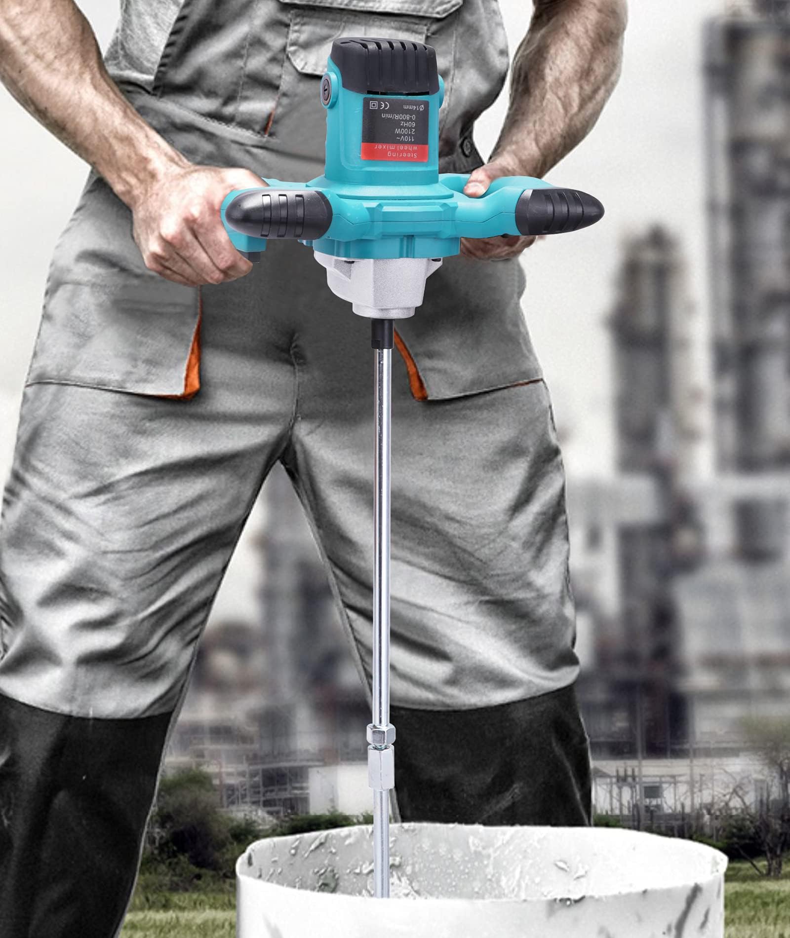 Amazon.com: 2100W Cement Mixer, 110V Electric Paddle Mixer Concrete ...