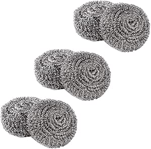 Stainless Steel Sponges - 6 Pack Scrubbing Scouring Pad for Kitchens ...