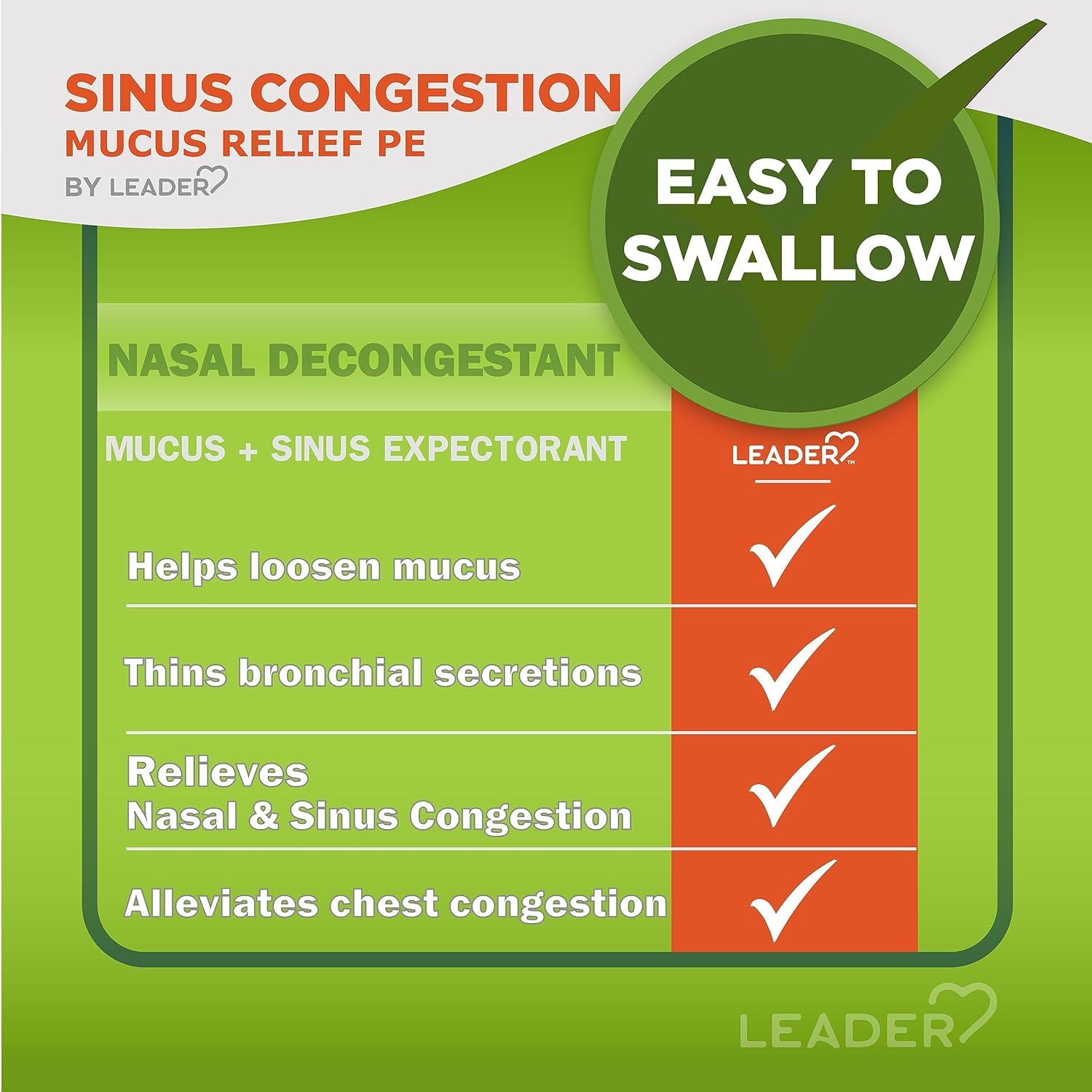 Snapklik.com : LEADER Mucus Relief PE Sinus Congestion, Expectorant ...